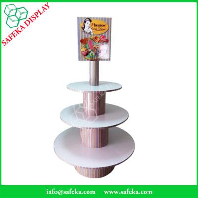 China POS paper material paperboard shelf printed  three tiers cupcake display racks for sale