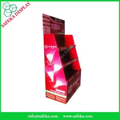 China 3 tiers Pop product display rack Promotion paper supermarket shelf display template cardboard paper display for bulbs for sale