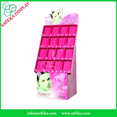 China Custom printed Promotion Rack Supermarket advertising shelf Cardboard cosmetic display with pockets for sale