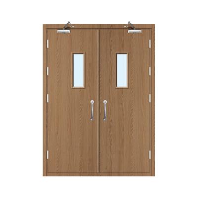 China Factory Direct Sales Wood Grain Steel Main Gate Design Double Fire Door with Smart Lock for sale