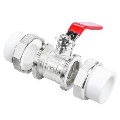Cina Valvola a sfera d'ottone dell'incavo PPR della valvola a sfera del metallo di nichelatura PN16 doppia in vendita