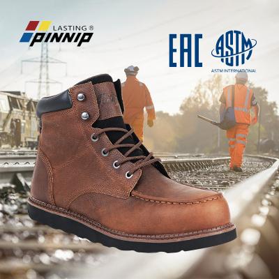 China Fashion Trend PINNIP Railway Operation Pangolin Impact Resistance Natural Cow Leather Safety Boots Martin Shoes  for Men factory