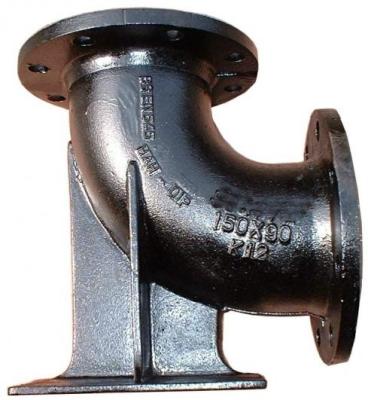China metal casting ductile iron fcd550 double flange with duckfoot short radius 90 bend/elbow supplier&china for sale
