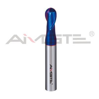 China 0.2μm Nano Blue Coat End Mill 2 Flutes Ball Nose End Mill HRC45 para aço endurecido à venda