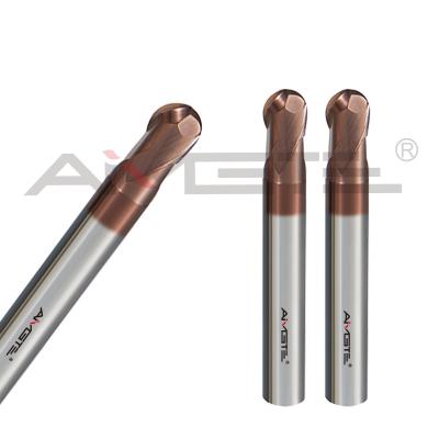China 0.2μm Carbide End Mill Op maat gemaakte 2 Flute Ball End Mill HRC60 Voor geharde schimmel Te koop