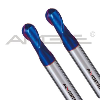 China 0.2μm Nano Blue Coat End Mill 2 Flutes Ball Nose End Mill HRC45 para aço endurecido à venda