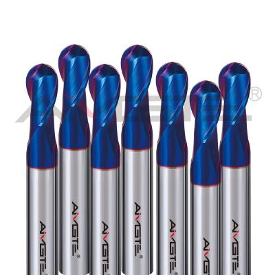 China 0.2μm Nano Blue Coat End Mill 2 Flutes Ball Nose End Mill HRC45 para aço endurecido à venda