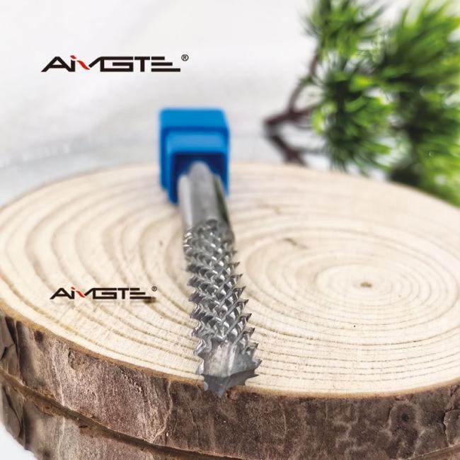 6mm carbide PCB engraving cutter with detailed flute geometry