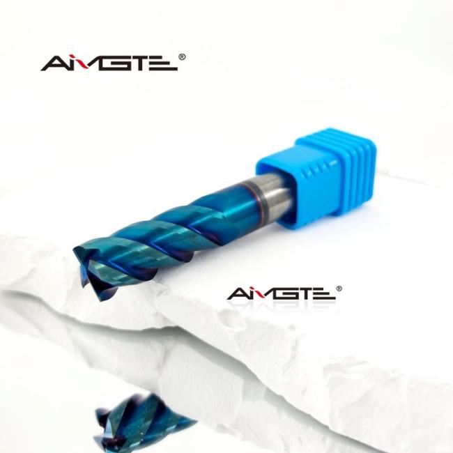 16mm 4 Flute Carbide End Mill Bit close-up view showing blue nano coating