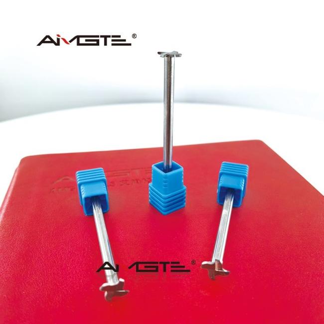 Side view of T-slot cutter demonstrating flute geometry and shank design