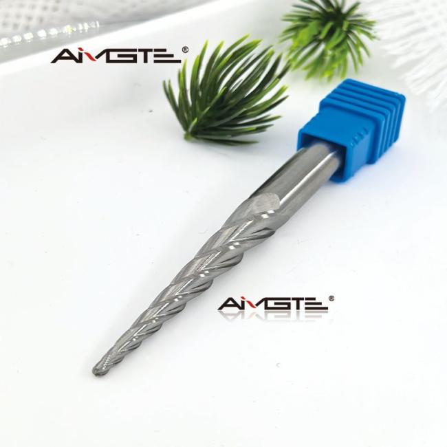 3 Flute Taper Ball Nose End Mill side profile