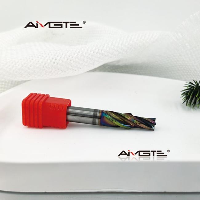 Close-up of 7.5mm 4 Flute DLC Coated Stepped End Mill showing precision cutting edges