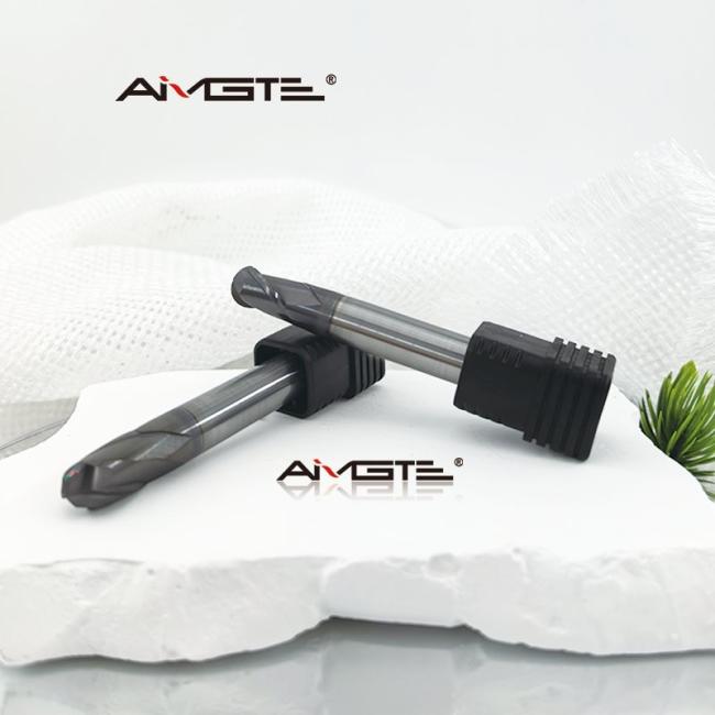 Detailed view of TiAlN coated ball nose endmill tip