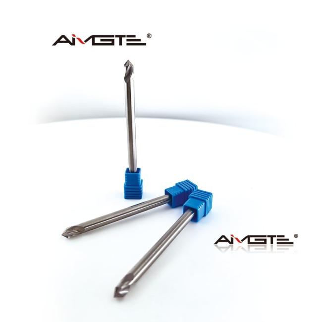 Side view of chamfer cutter demonstrating extended reach design