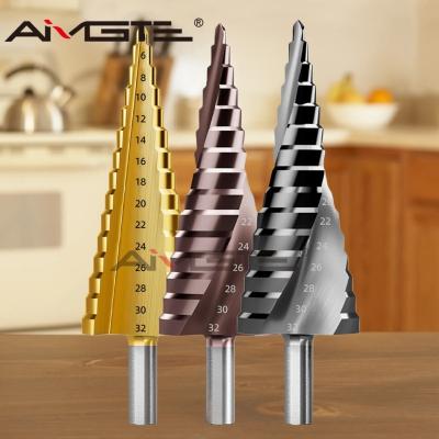 China Spiral Straight Groove Step Drill Bit with Titanium HSS and 1-20mm Diameter for Wood and Metal CNC Process for sale