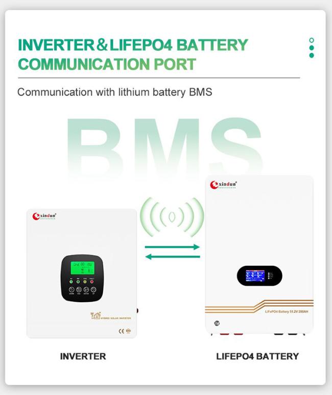 hybrid inverter 24v 48v with lifepo4 battery BMS