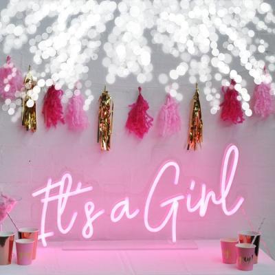 Cina Lettere su ordinazione leggere al neon su ordinazione del segno del partito LED della parete di luccichio dell'aria di Rose Gold Happy Birthday Girls in vendita
