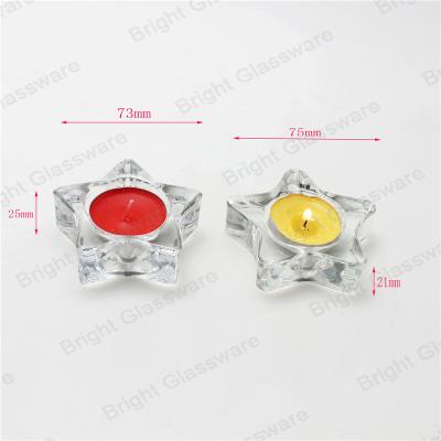 China Beautiful Glass Candle Stand Christmas Ornament Star Shape Tealight Candle Holder for sale