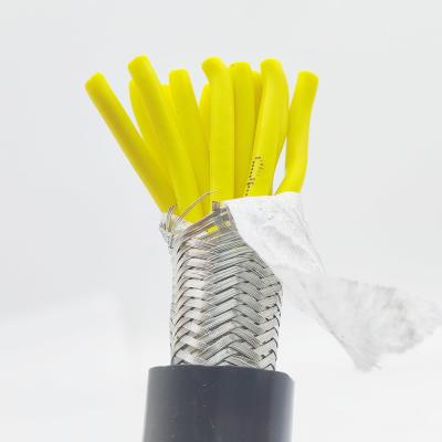 China Dingzun 14-core Tinned Copper Silicone Insulated Silver-plated Copper Shielded Cable (14*1mm² Yellow Core Black Sheath) for sale