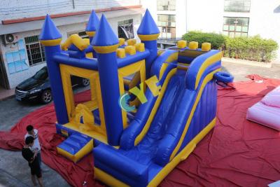 Chine Château sautant adapté aux besoins du client combiné gonflable de PVC du videur bleu jaune 0.55mm de catégorie de Commerial pour l'événement extérieur à vendre