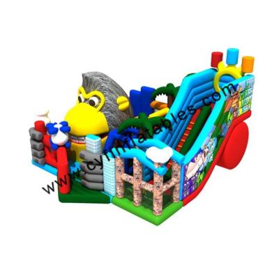 China Handels-aufblasbares riesiges Dia PVCs mit Karikatur-Schlag-Haus-springendem Schloss-kombiniertem Prahler aufblasbares Playgro zu verkaufen