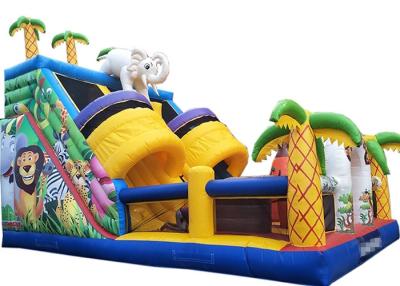 Cina Scorrevole asciutto gonfiabile dei bambini del parco dello zoo con lo scorrevole combinato dei buttafuori della copertura di protezione in vendita