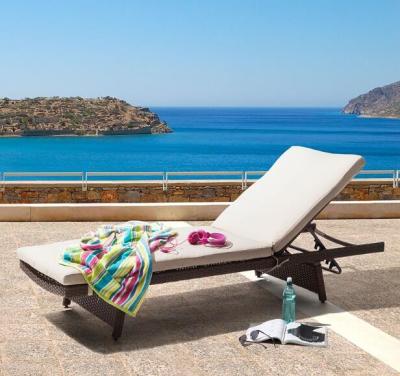 China PE Rattan wicker furniture beach chair Chaise lounge chair Outdoor garden  sunbed for sale