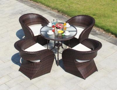 China Synthetic PE Rattan wicker chair Outdoor Patio furniture sets Dining chair and Coffe table for sale