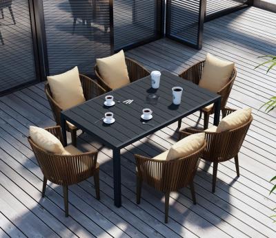 China Synthetic PE Rattan wicker chair Outdoor Garden furniture sets Dining chair Coffe table for sale