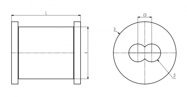 128mm Round Building Screw Barrels For Twin Screw Extruder Parts 106mm Center Distance hdpe pipe extrusion line 0