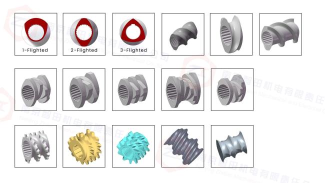 High-precision modular screw elements for twin screw extruders, made from wear and corrosion resistant materials