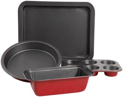 China red color 4piece carbon steel 2017 new baking tools pan bakeware for sale