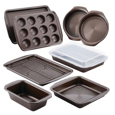 China Nonstick Bakeware 10-Piece Bakeware Set Chocolate Brown for sale