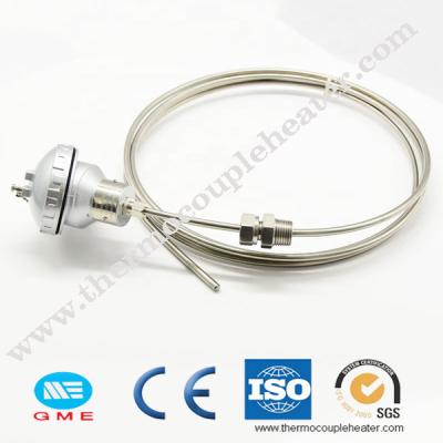 中国 大きい熱電対の頭部が付いている装甲熱電対RTD K Jのタイプ外装の温度検出器 販売のため