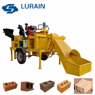 China M7MI TWIN MOBILE CLAY INTERLOCK BLOCK MACHINE WITH DIESEL ENGINE for sale