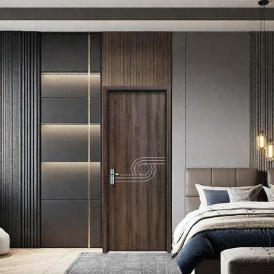 China Soundproof WPC Hollow Door With Carved Design Hollow Glass Surface for sale