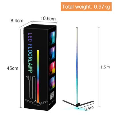 China Customization New 150CM Modern Smart App control Standing RGB LED Corner Floor Lamp for Living Room for sale