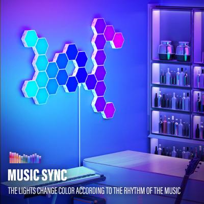 China RGB Light Led Hexagonal Lamps Modular Sensitive Lighting Magnetic DIY Creative Decoration Wall Lamp Led Night Light for sale