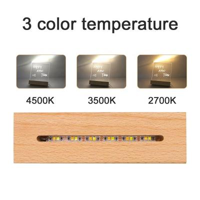 China 3 Colors creative luminous wood 3D Lamp base,DIY Graffiti memo Acrylic message board light led light wood base for sale