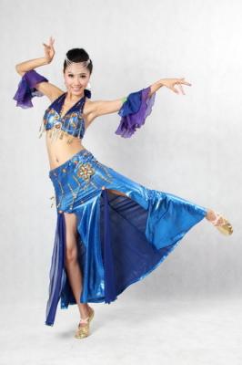 Cina Reggiseni di usura di prestazione di danza del ventre del blu reale & vestiti metallici di danza del ventre della gonna in vendita