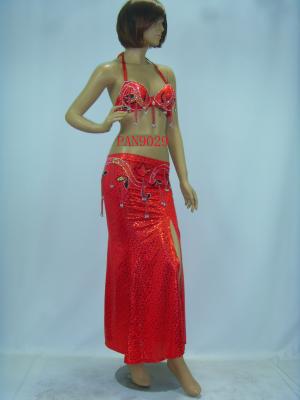 Cina Reggiseni del collo rosso contemporaneo della capezza & vestiti metallici di danza del ventre della gonna per la prestazione in vendita