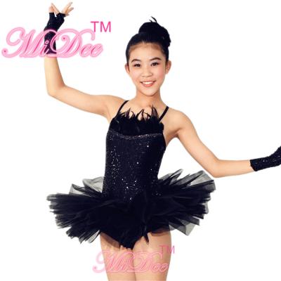Cina Costumi di ballo di balletto della scollatura della piuma del cigno, attrezzature della ballerina dei bambini neri in vendita
