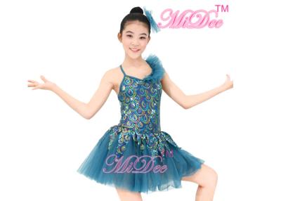 Cina Vestito a file da ballo dei costumi di balletto del turchese del bordo a paillettes del body dell'increspatura in vendita