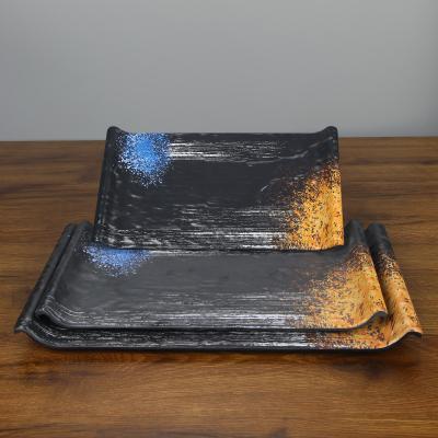 China Hot Pot Restaurant Rectangle Melamine Plates For Fish Ball Snack Sushi Meatball Dish for sale