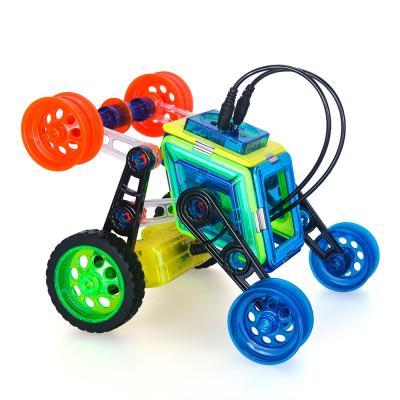 China DIY Puzzle Toys Magnetic Block Sets Versatile Shapes Magnetic Building Tiles With Wheel for sale