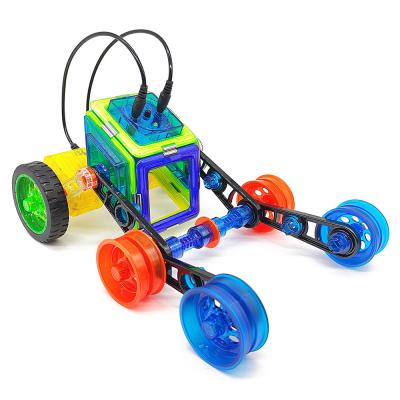 China DIY Puzzle Toys Magnetic Block Sets Versatile Shapes Magnetic Building Tiles With Wheel for sale