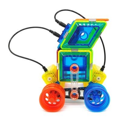 China DIY Puzzle Toys Magnetic Block Sets Versatile Shapes Magnetic Building Tiles With Wheel for sale