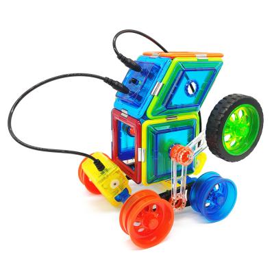China DIY Puzzle Toys Magnetic Block Sets Versatile Shapes Magnetic Building Tiles With Wheel for sale
