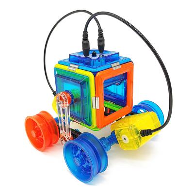 China DIY Puzzle Toys Magnetic Block Sets Versatile Shapes Magnetic Building Tiles With Wheel for sale