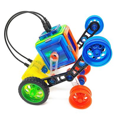China DIY Puzzle Toys Magnetic Block Sets Versatile Shapes Magnetic Building Tiles With Wheel for sale